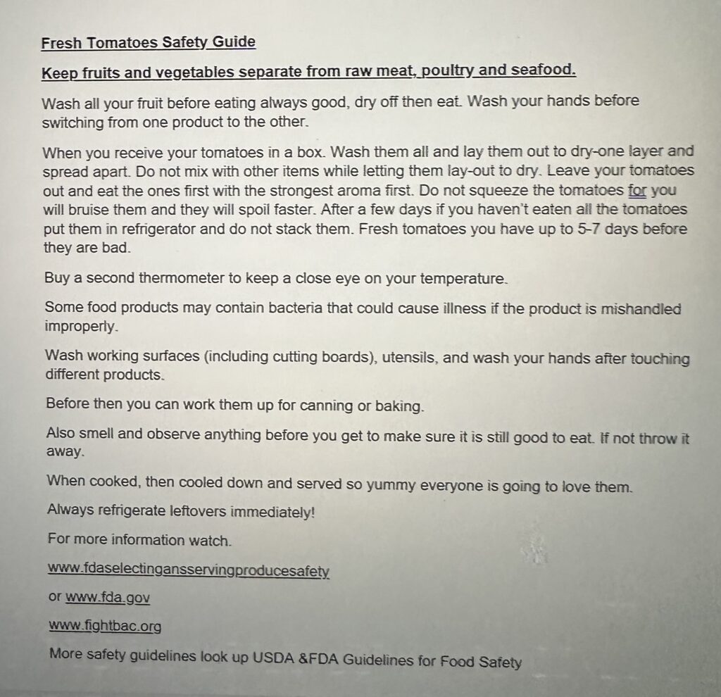 Fresh tomato Safety Guide: | American Meat Services